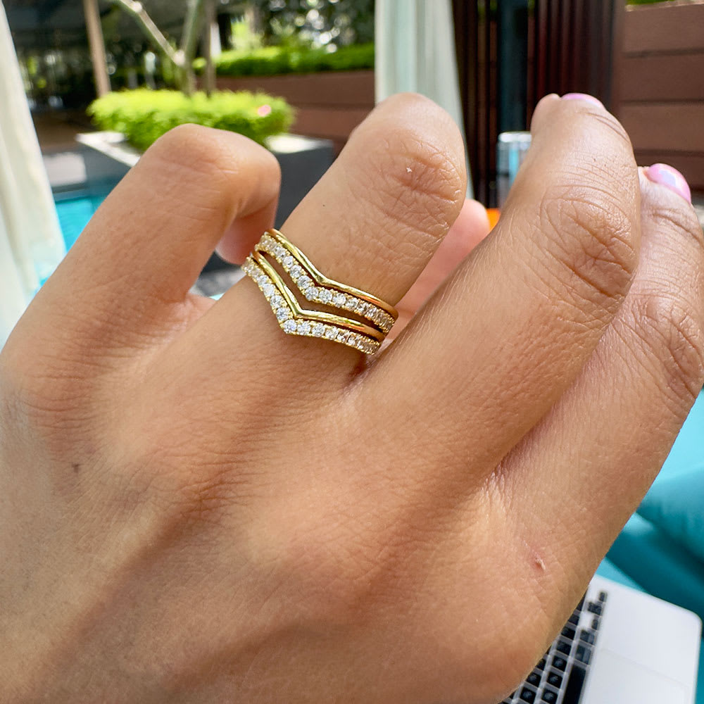 Double v bar diamond ring | Temple & Grace NZ