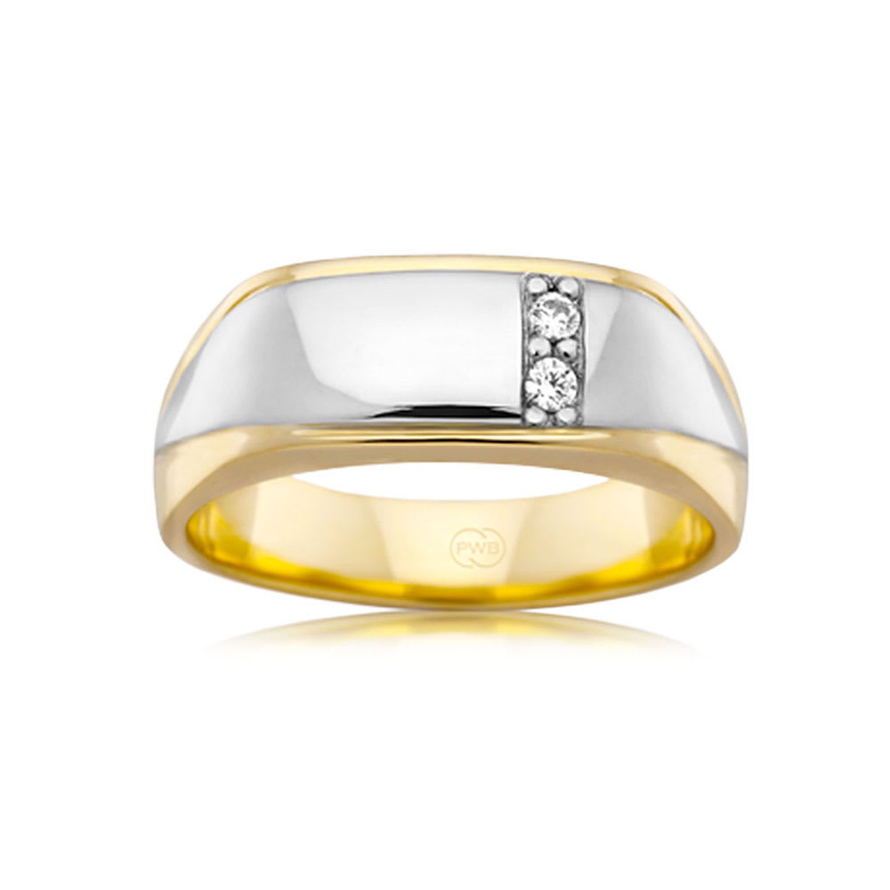 Two Tone Diamond Mens Signet Ring | Temple & Grace AU