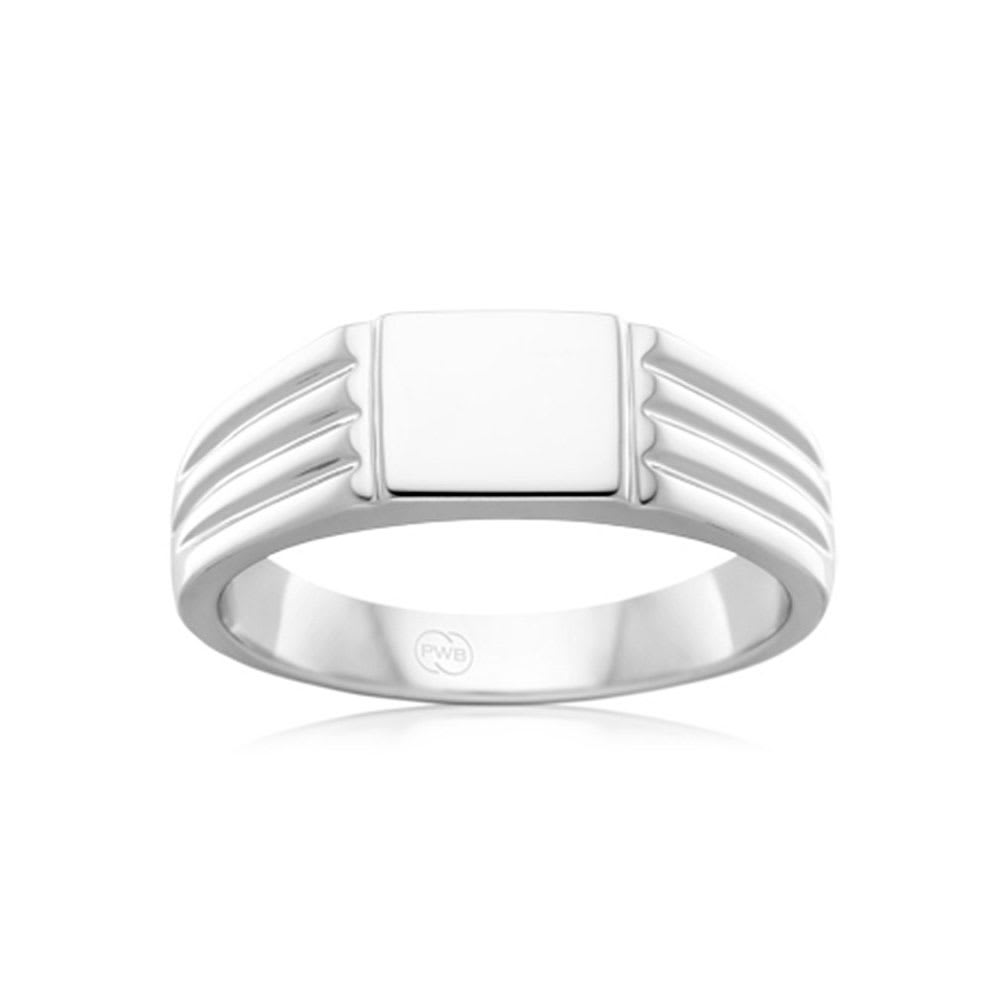 Rectangle Signet Ring With Carved Patterns | Temple & Grace NZ
