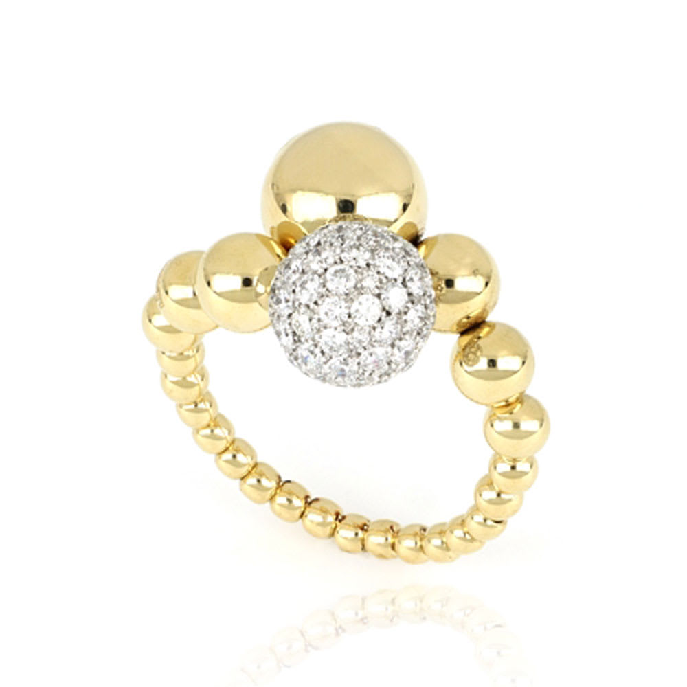 Polished Yellow Gold And Diamond Sphere Ring | Temple & Grace AU