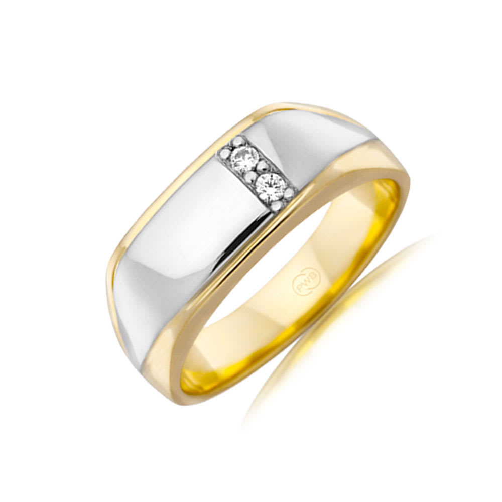 Two Tone Diamond Mens Signet Ring | Temple & Grace AU