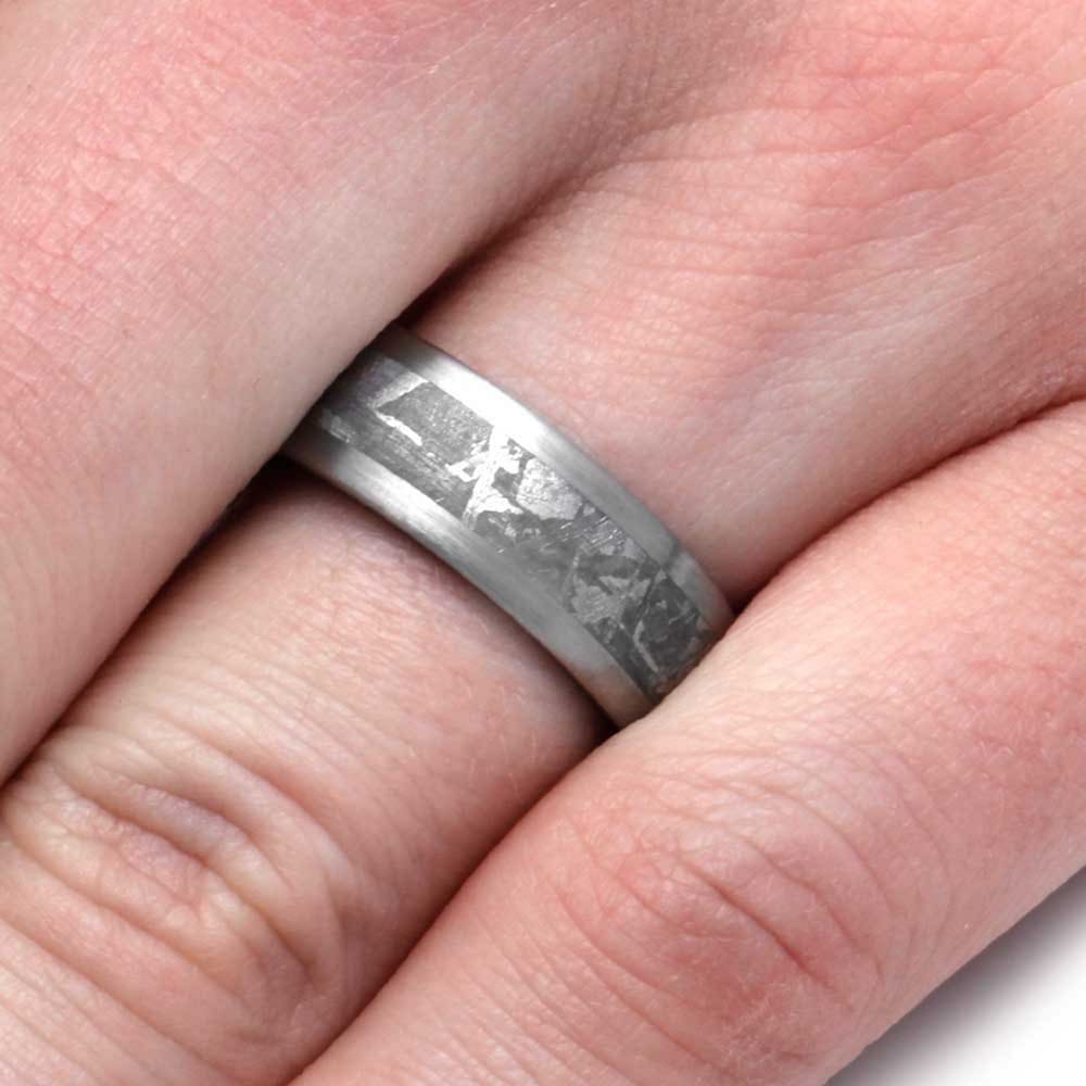 Mens Wedding Meteorite Band With Wood Sleeve | Temple & Grace AU